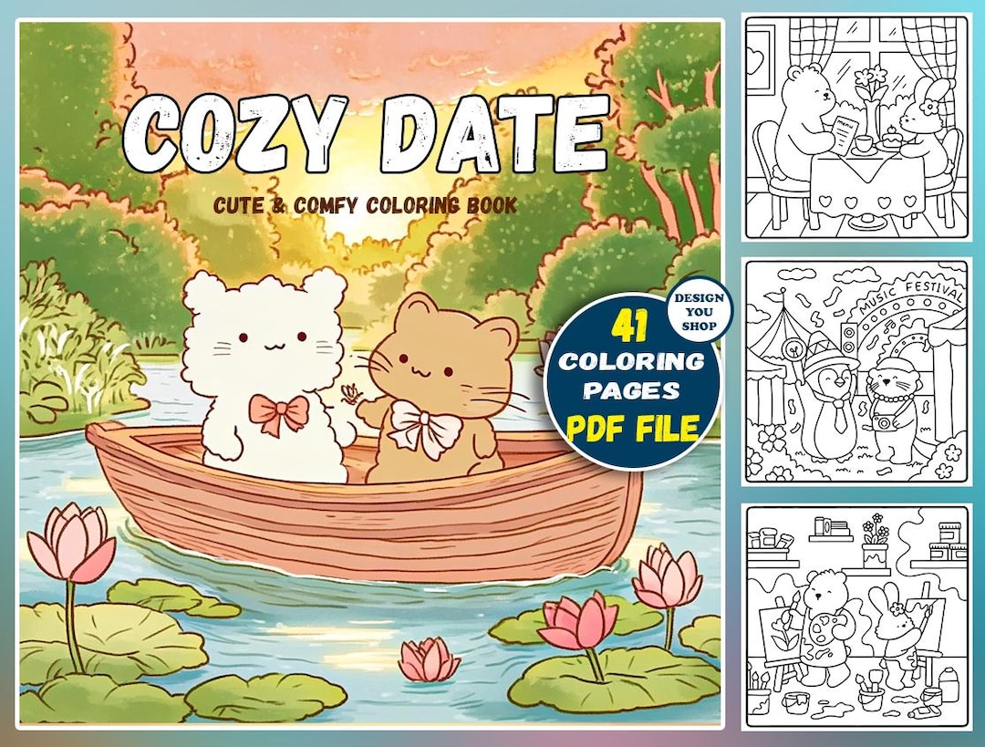Cozy Date Coloring Book, Coloring Pages for Girls, Cute Coloring Pages ...