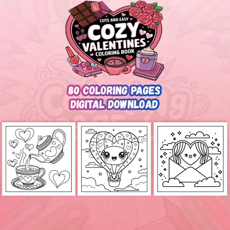 Cozy Valentine's Day Coloring Books, Valentine's Day 2025, Coloring ...