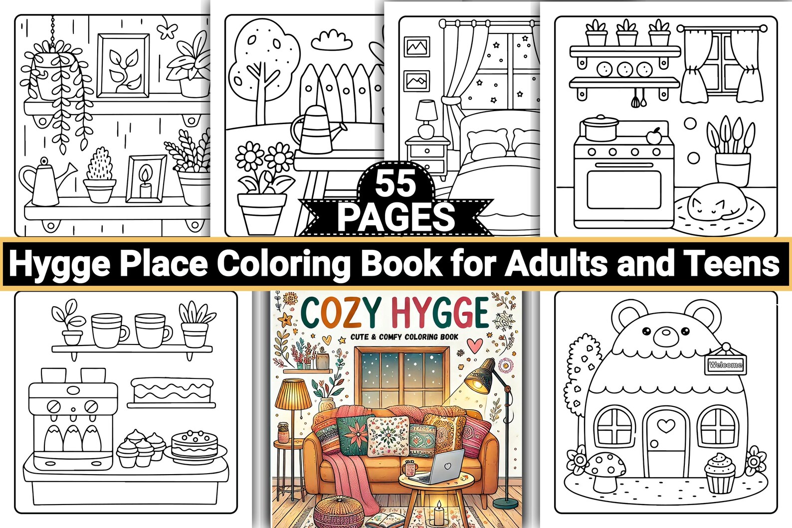 Cozy Hygge Coloring Book, Coloring Books, Cozy Hygge, Coloring Pages ...