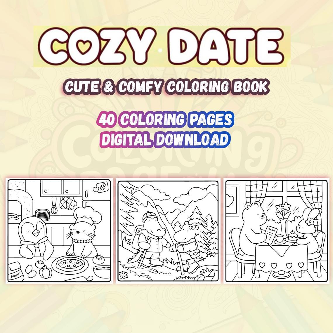 Cozy Date Coloring Book, Coloring Pages for Girls, Cute Coloring Pages ...