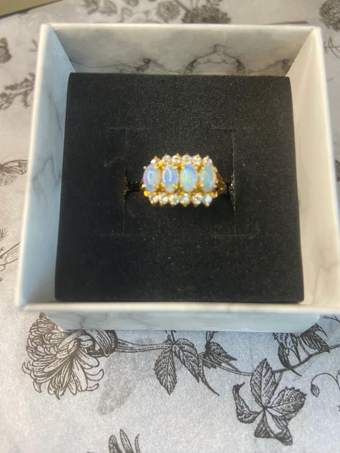 Opulence in Opals | Faux Opal 10k Gold Ring - Etsy