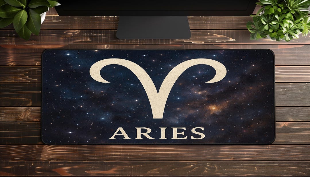 Astrology Desk Mat, Aries Zodiac Sign, Custom Desk Pad, Office Decor ...