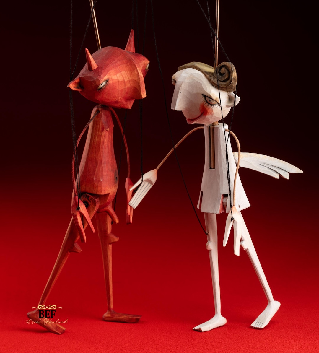 Angel and Devil Marionette – Hand-carved Wooden Puppets - Etsy