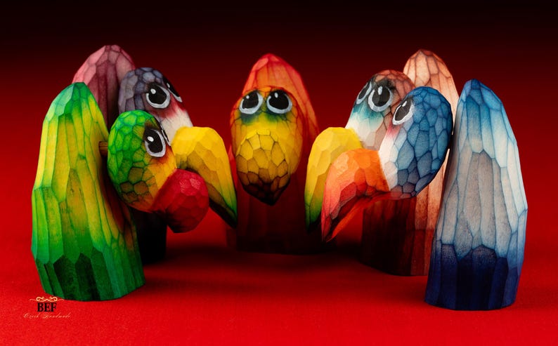 Colorful Vulture – Wood Miniature - Etsy