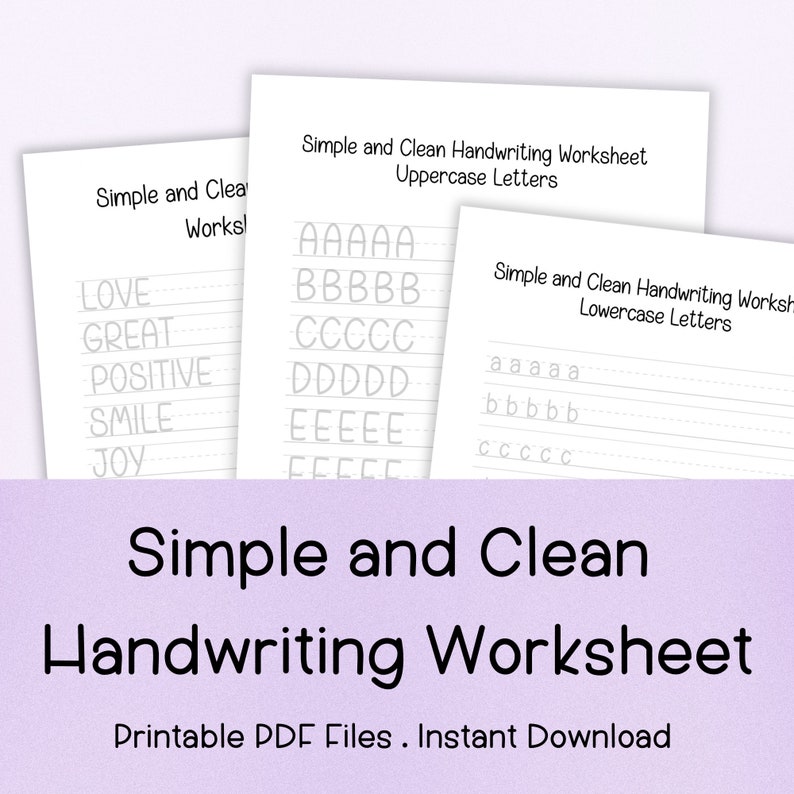 Simple and Clean Handwriting Worksheet, Handwriting Practice Sheets ...
