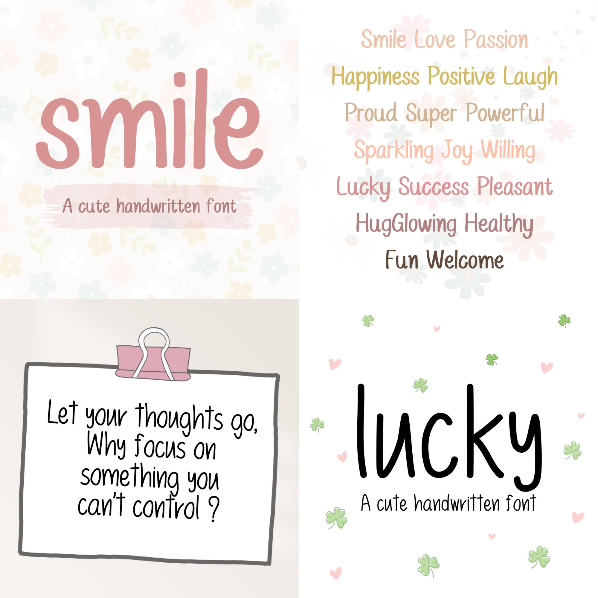 Font Bundle Cute & Clean Handwritten 3, Handwriting Font, Cute Font ...