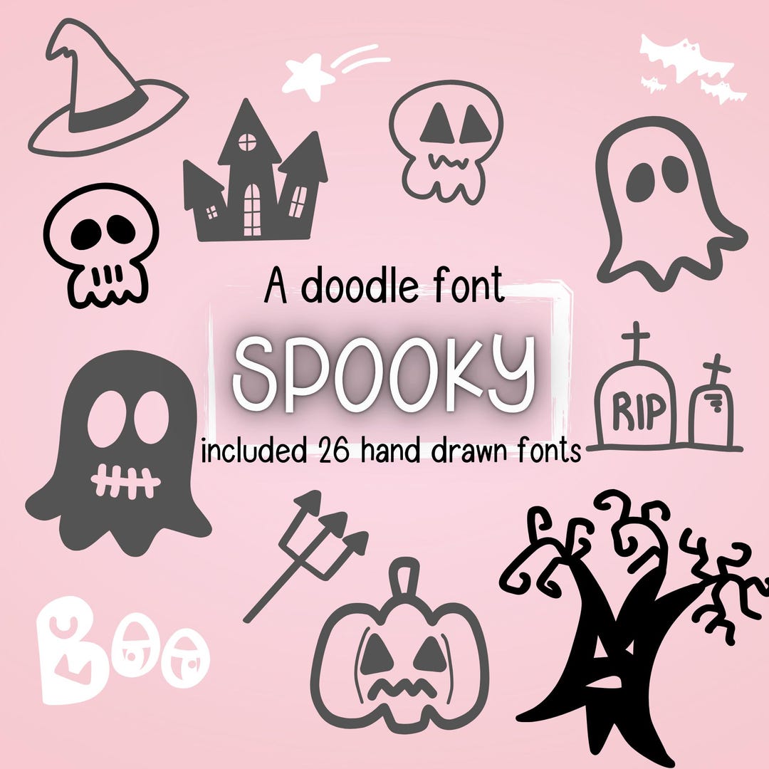 Spooky Halloween Doodle Font: Hand-drawn Dingbat (OTF, TTF) - Etsy