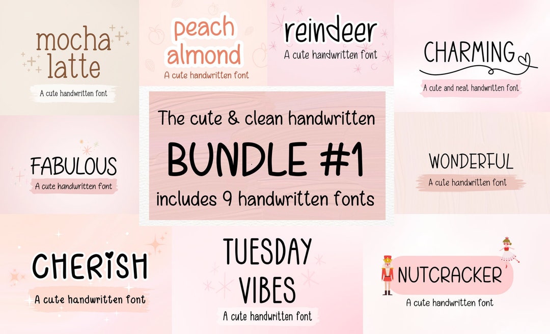 Font Bundle, Cute and Clean Handwritten Fonts Bundle, Goodnotes ...