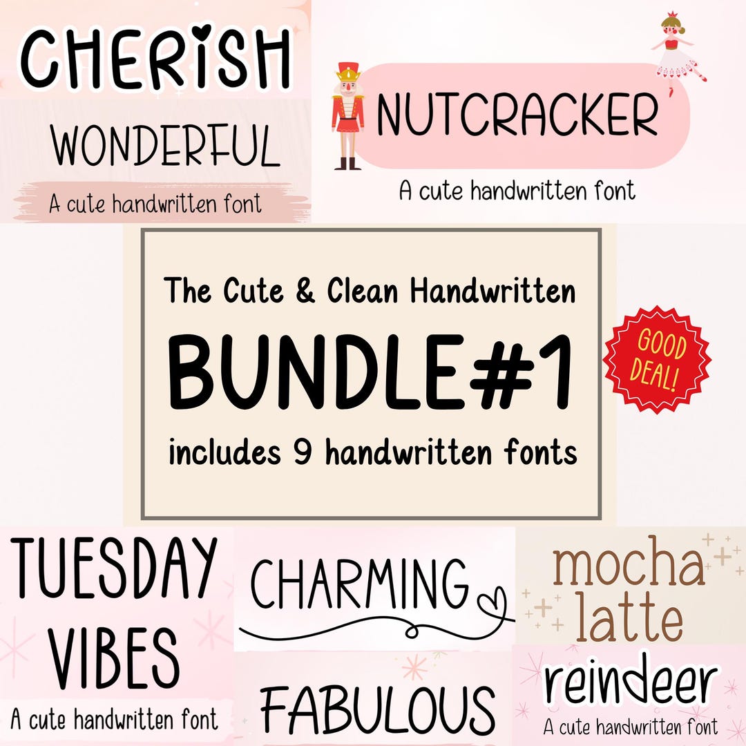 Font Bundle, Cute and Clean Handwritten Fonts Bundle, Goodnotes ...