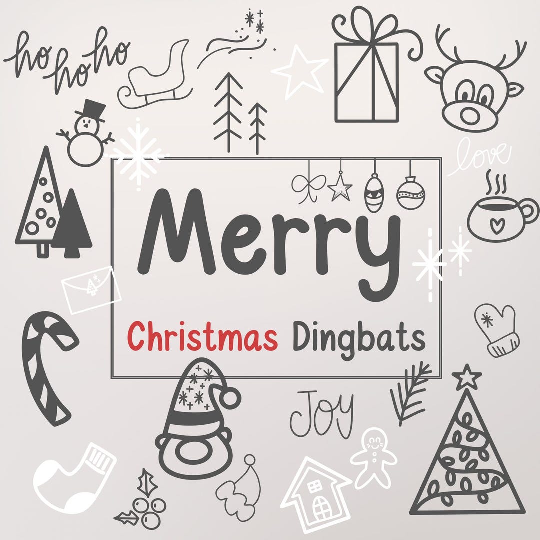 Merry Christmas Doodle Font: Hand-drawn Dingbats (OTF, TTF) - Etsy