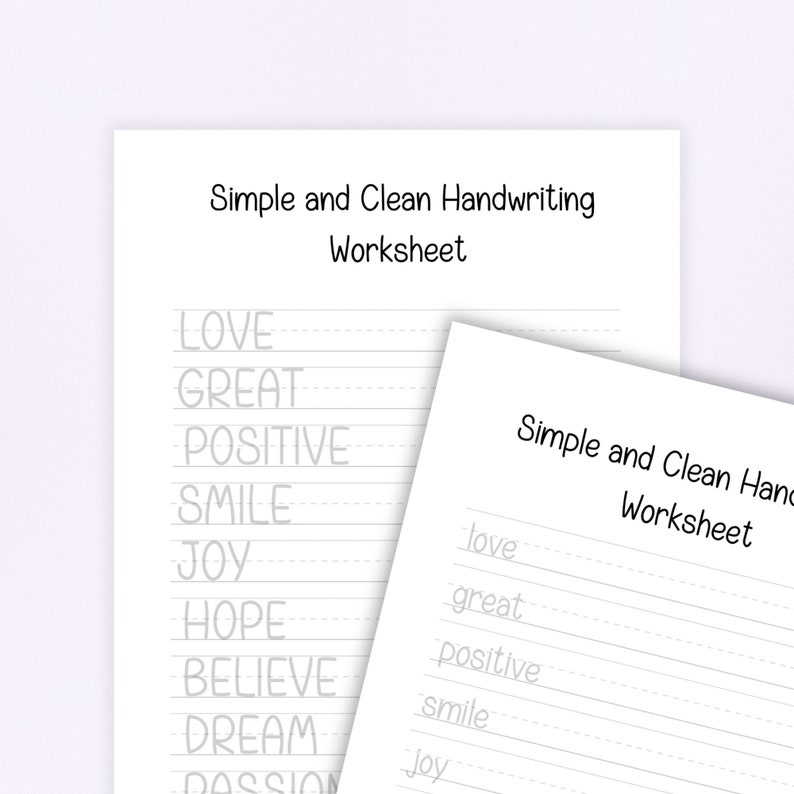 Simple and Clean Handwriting Worksheet, Handwriting Practice Sheets ...