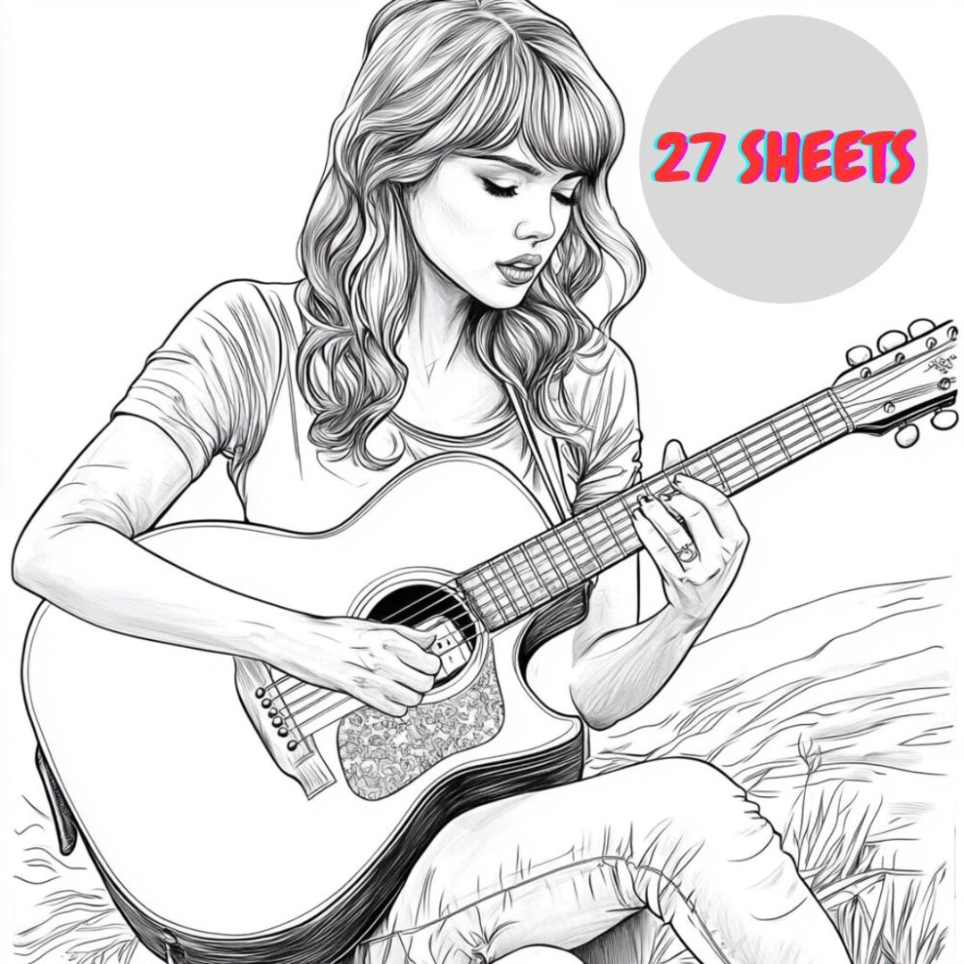 Taylor Swift Downloadable Colouring Sheets Mega-bundle PLR Perfect for ...