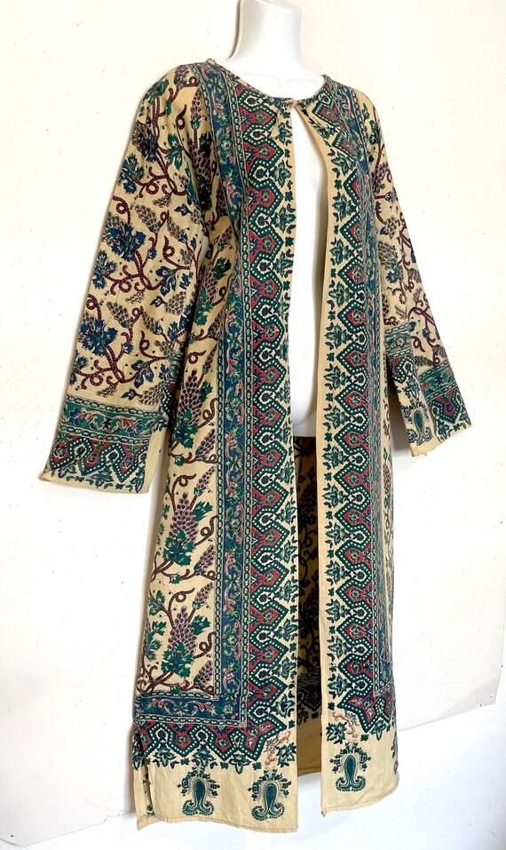 1960s HIPPIE CULT GODDESS Indian Cotton Duster Jacket… - Gem