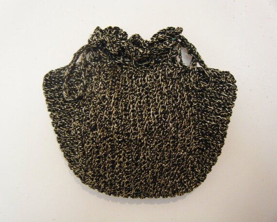 vintage 1920s Metallic Gold and Black FLAPPER HANDBAG… - Gem