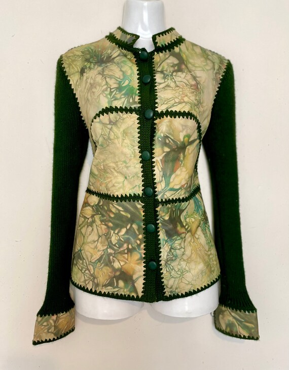 PSYCHEDELIC 1970s Hippie SWEATER JACKET size s -m - Gem