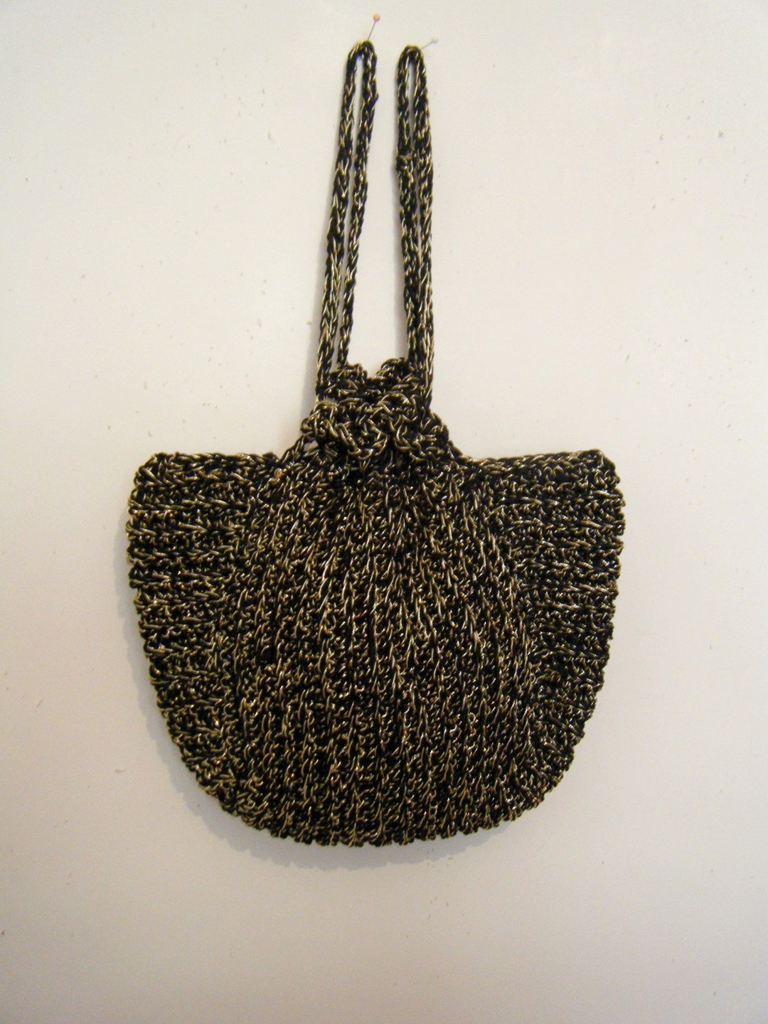 Vintage 1920s Metallic Gold and Black FLAPPER HANDBAG, Reticule Great ...