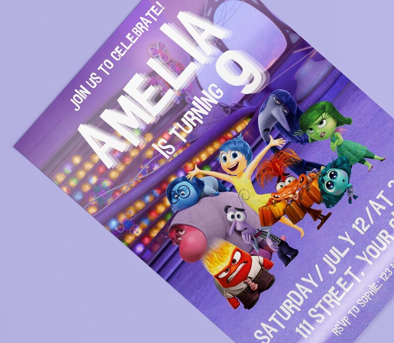 Inside Out 2 Birthday Invitation Template for Boy and Girl Editable ...