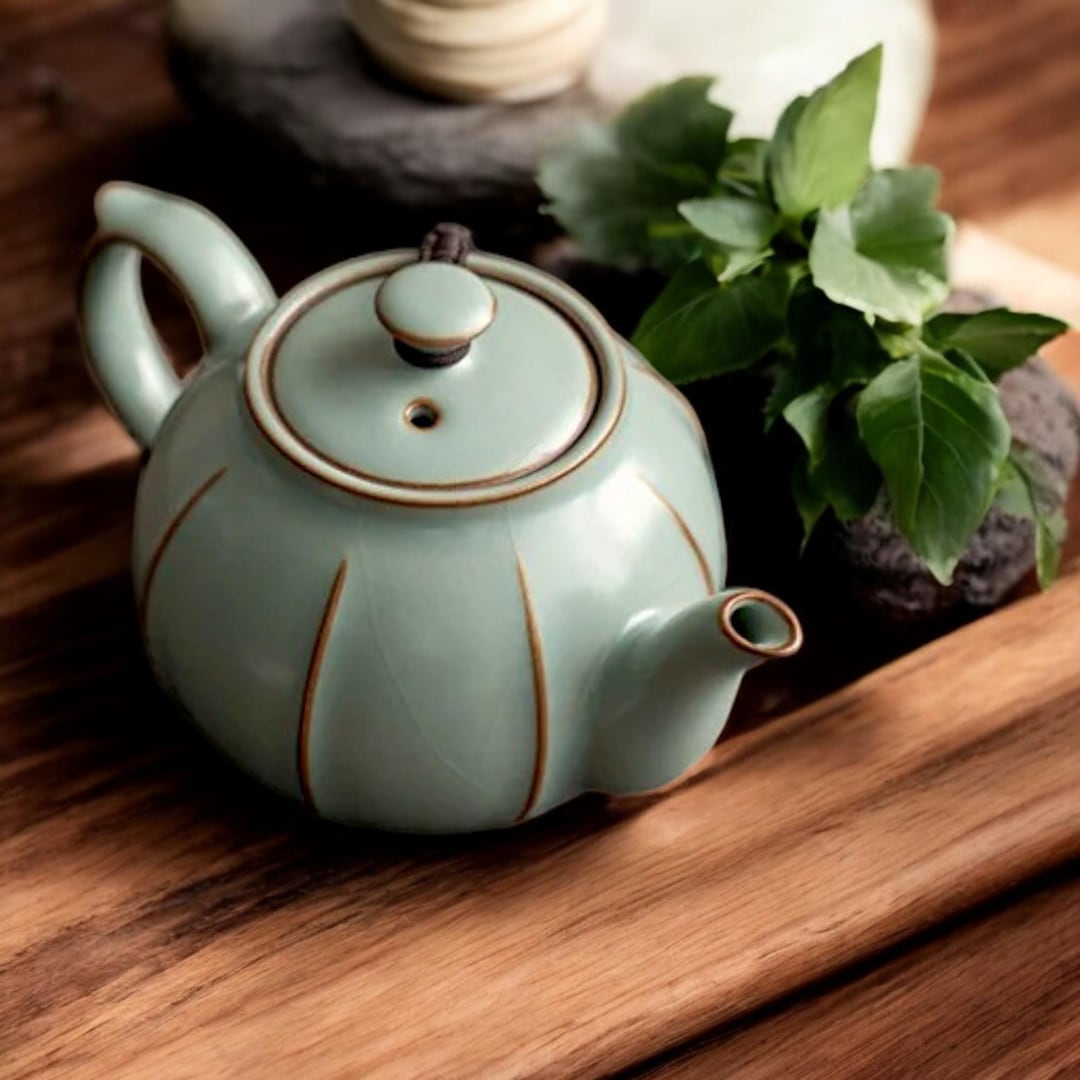 Elegant Green Ceramic Teapot With Lid | Vintage-inspired Japanese Tea ...