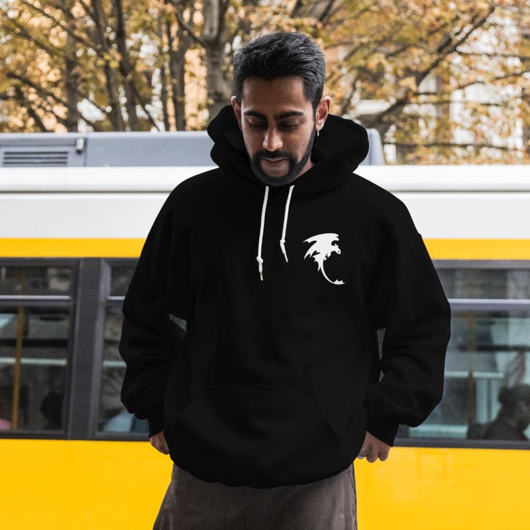 Light Furry Toothless Embroidery Couple Hoodie, Cute Night Fury Sweater ...