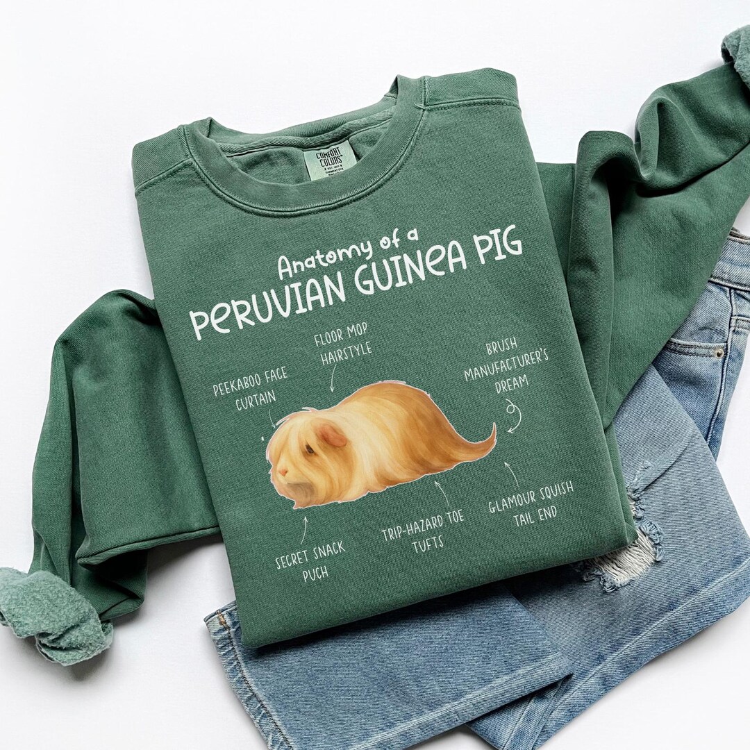 Anatomy of a Peruvian Guinea Pig Sweatshirt, Funny Cavy Lover Crewneck ...