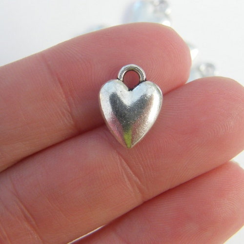 BULK 50 Heart With Paw Prints Charms Antique Silver Tone A477 | Etsy