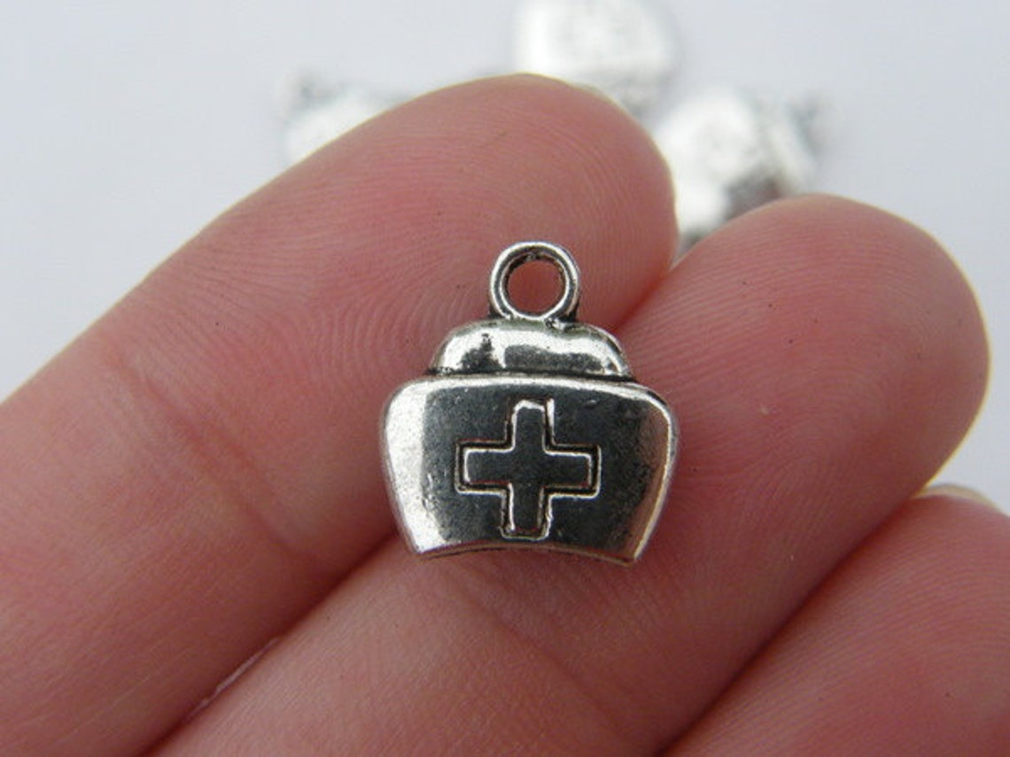 8 Nurse Hat Cap Charms Antique Silver Tone MD9 - Etsy
