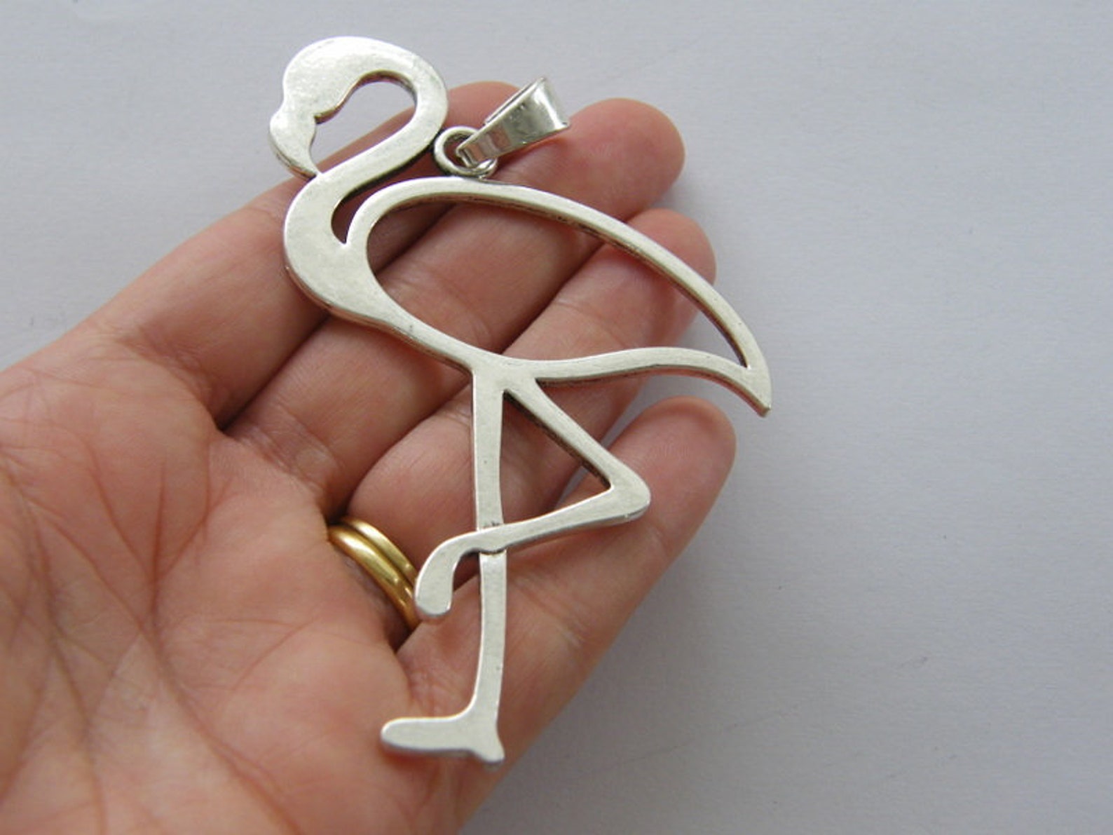 1 Flamingo Pendant Antique Silver Tone B330 - Etsy