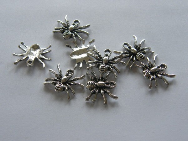 10 Spider Charms Antique Silver Tone HC123 - Etsy