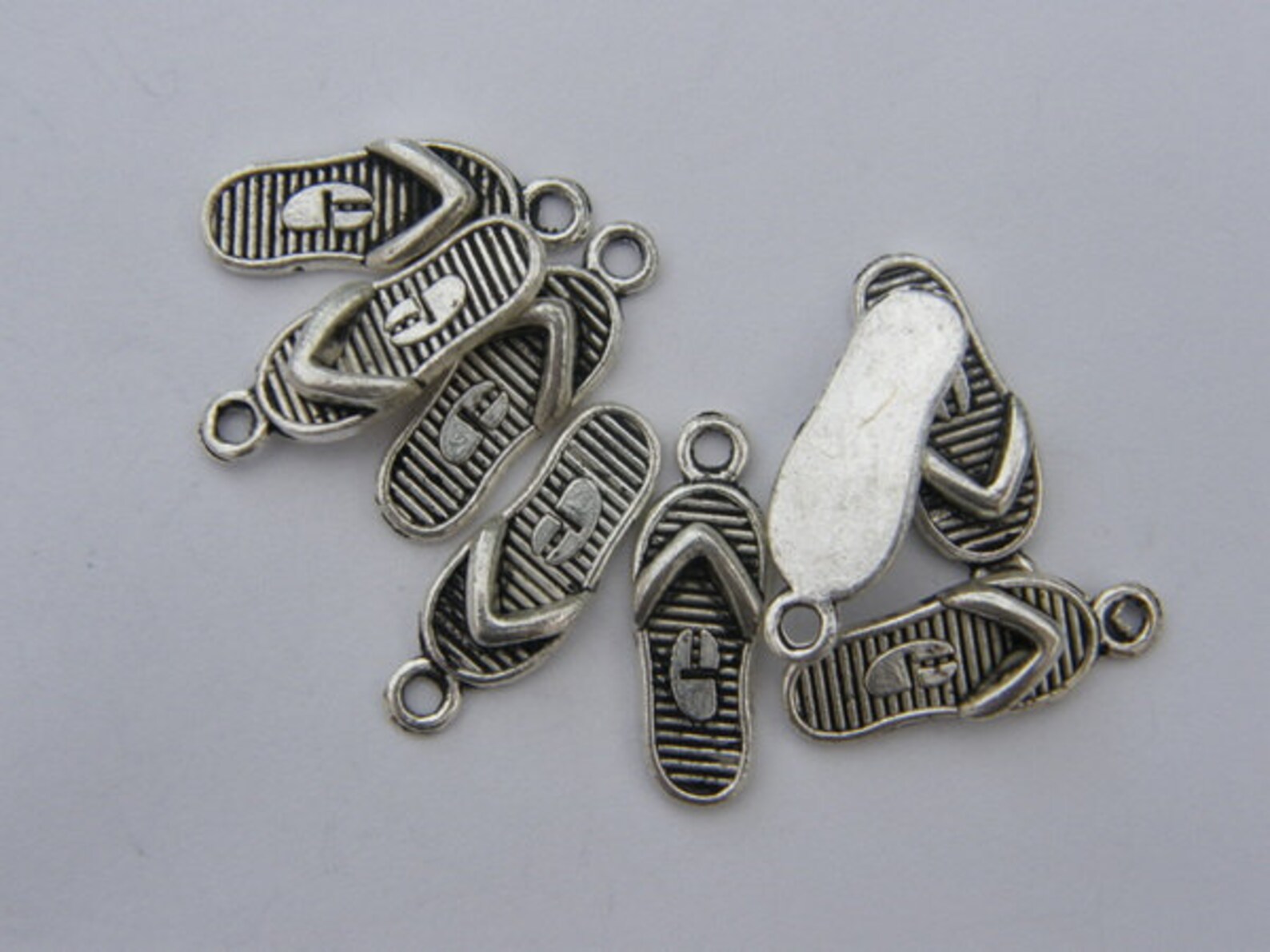 8 Flip Flop Sandal Shoe Charms Antique Silver Tone CA21 - Etsy
