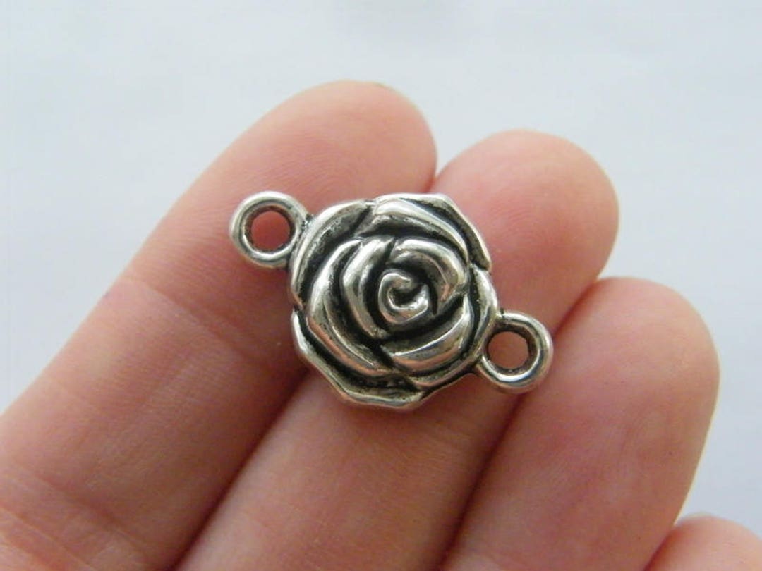 BULK 30 Rose Flower Connector Charms Antique Silver Tone F229 - Etsy