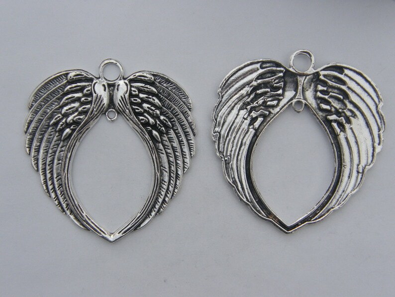 1 Angel Wing Connector Charm Antique Silver Tone AW120 - Etsy