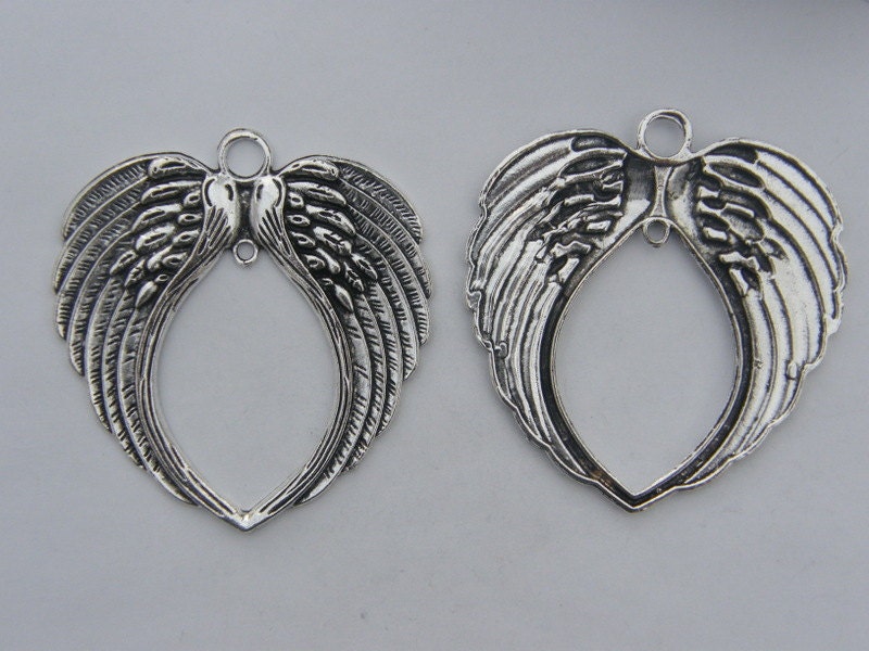 1 Angel Wing Connector Charm Antique Silver Tone AW120 - Etsy