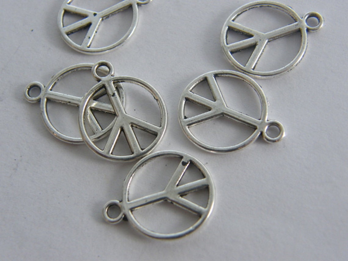 BULK 50 Peace sign charms antique silver tone P1 | Etsy