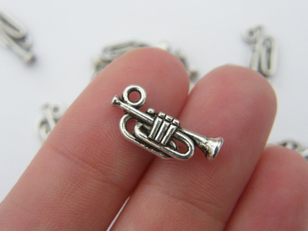 BULK 50 Trumpet Charms Antique Silver Tone MN34 - Etsy