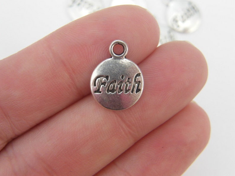 BULK 50 Faith Charms Antique Silver Tone M357 - Etsy