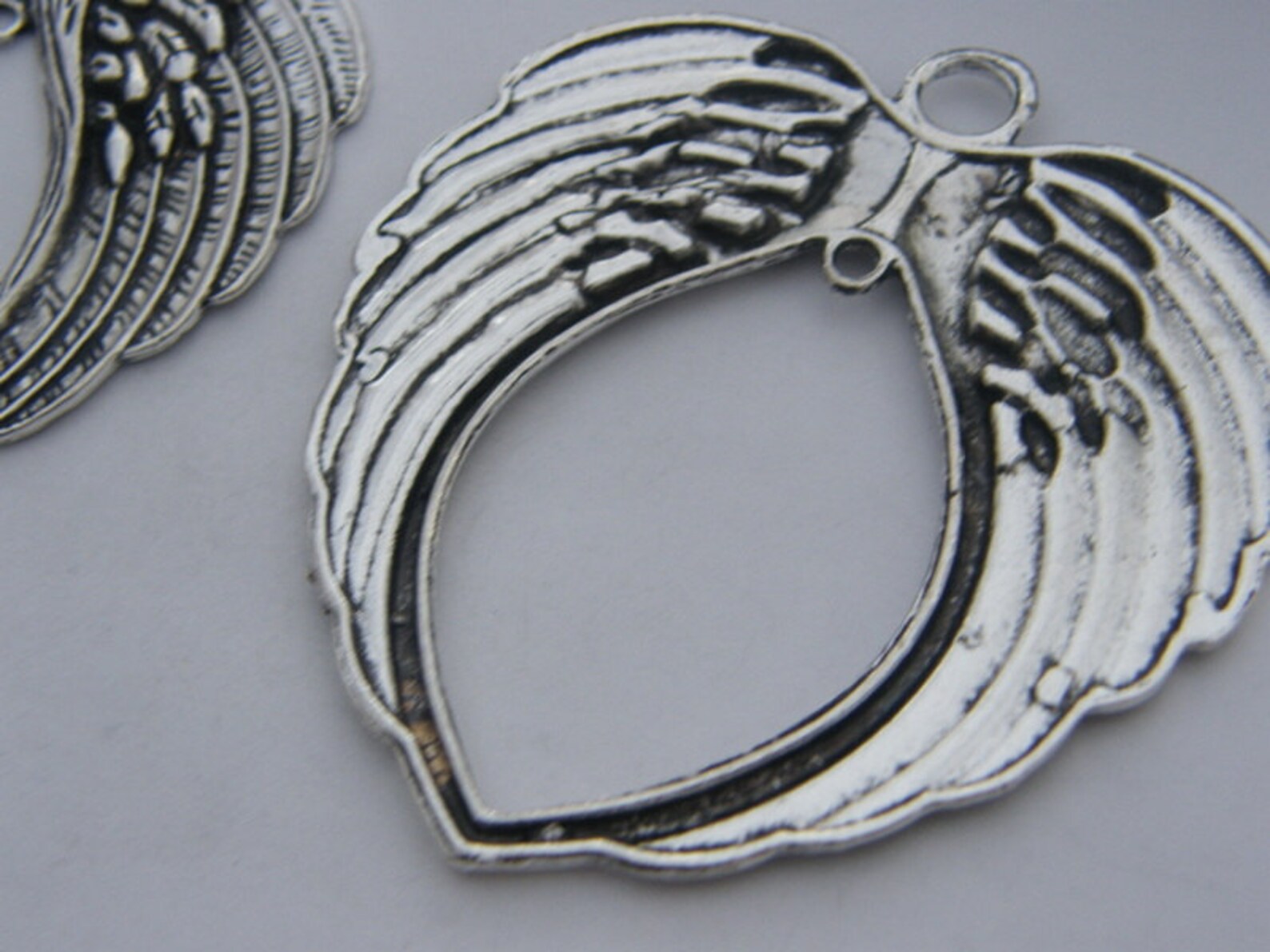 1 Angel Wing Connector Charm Antique Silver Tone AW120 - Etsy