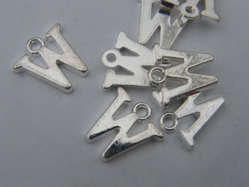 8 Letter W Alphabet Charms Silver Plated - Etsy