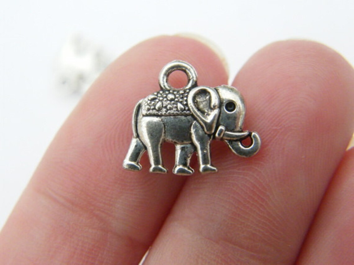 10 Elephant Charms Antique Silver Tone A536 - Etsy