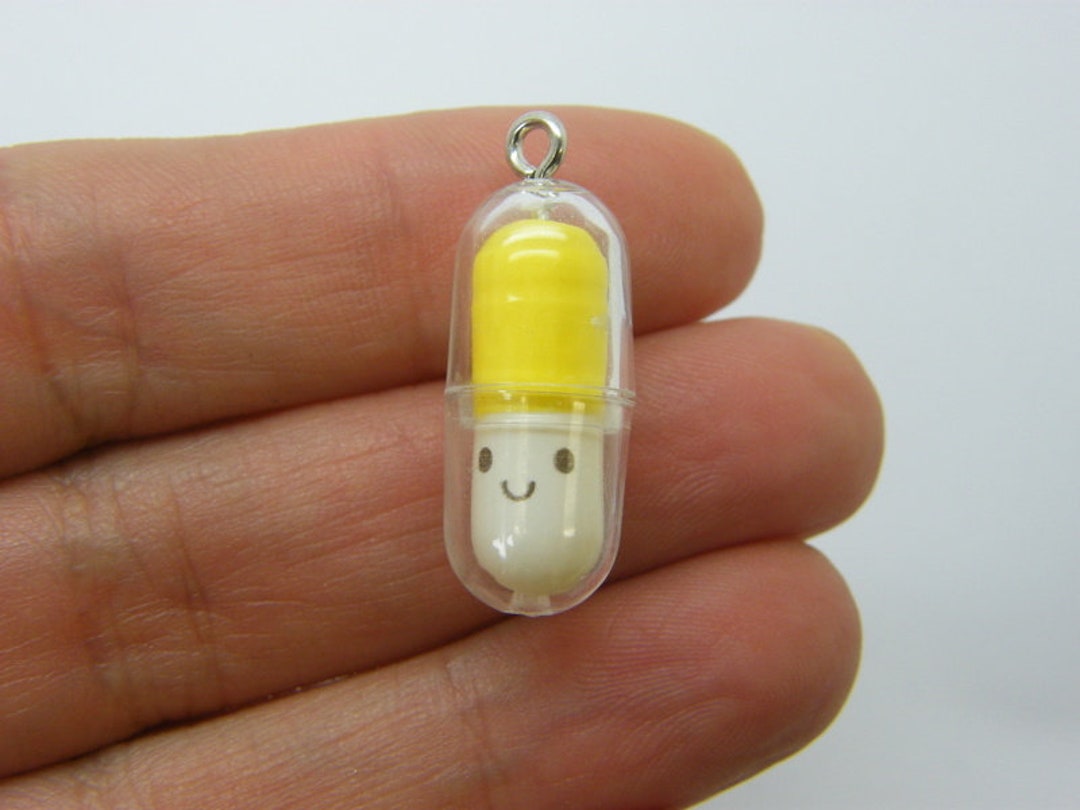 6 Face Capsule in a Capsule Charms Yellow White Clear Plastic M585 - Etsy