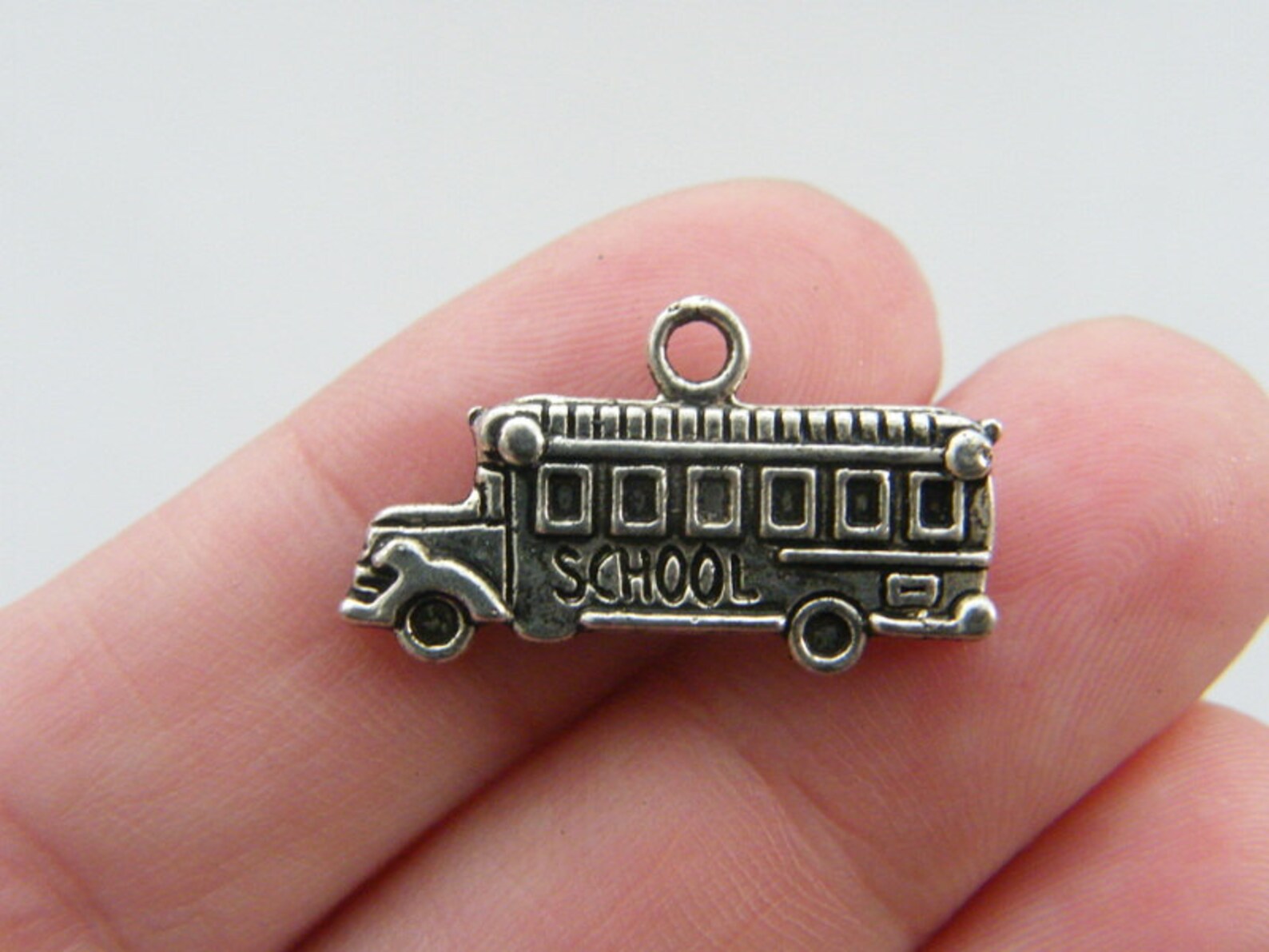 8 School Bus Charms Antique Silver Tone TT60 | Etsy