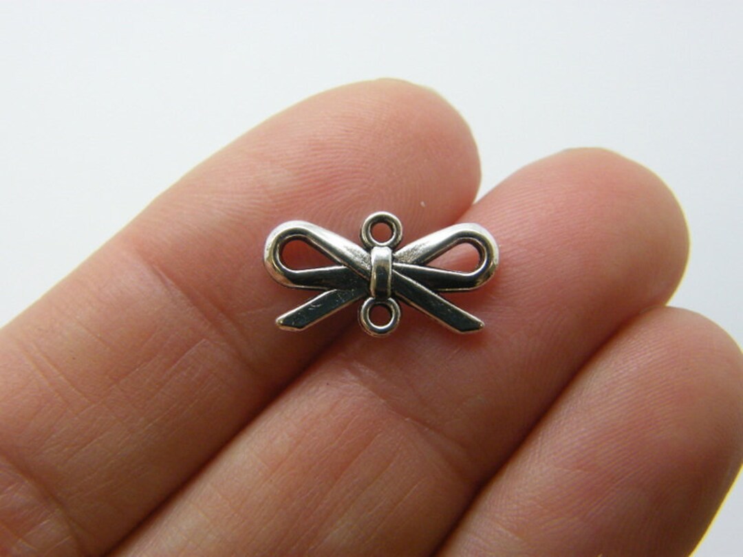 BULK 50 Bow Connector Charms Antique Silver Tone CT331 - Etsy