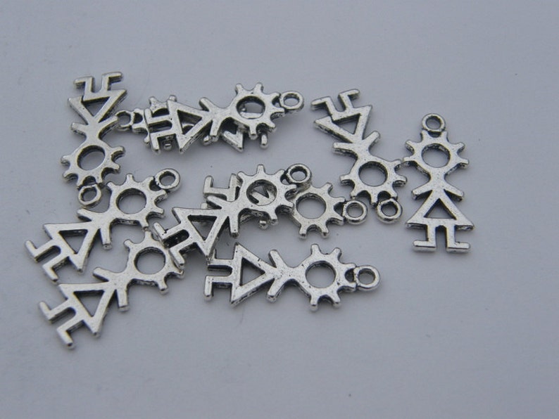 BULK 50 Stick Figure Girl Charms Antique Silver Tone P90 | Etsy