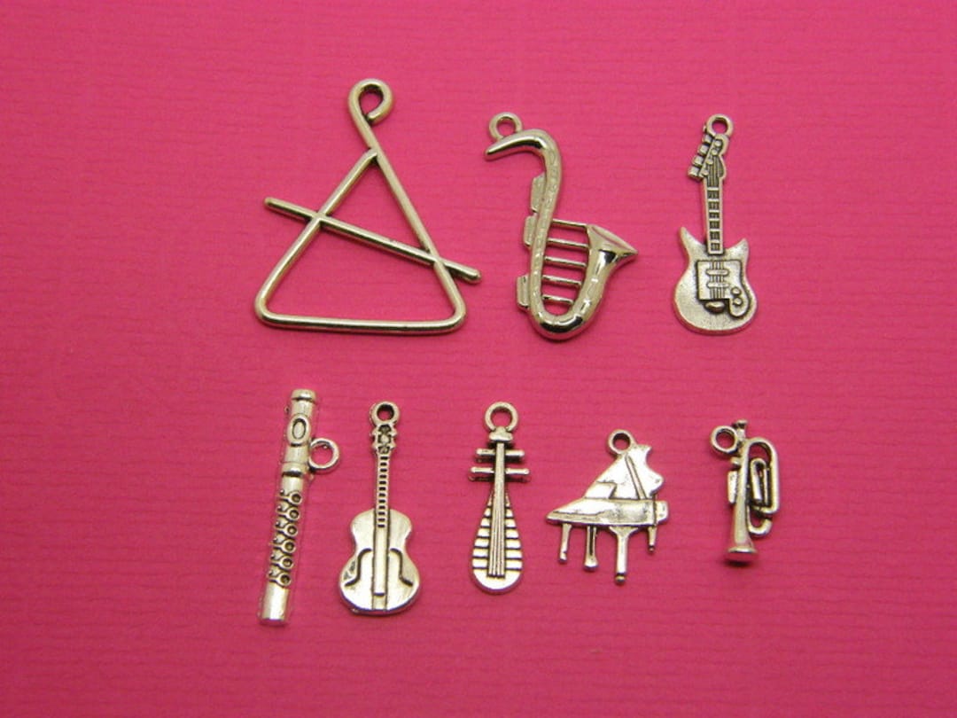 The Musical Instrument Collection - 8 Different Antique Silver Tone ...