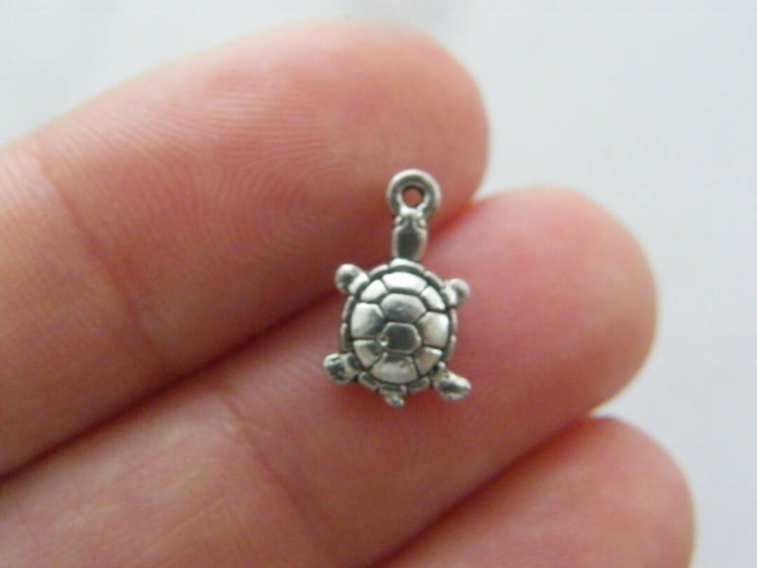 30 Tortoise Charms Antique Silver Tone FF44 - Etsy