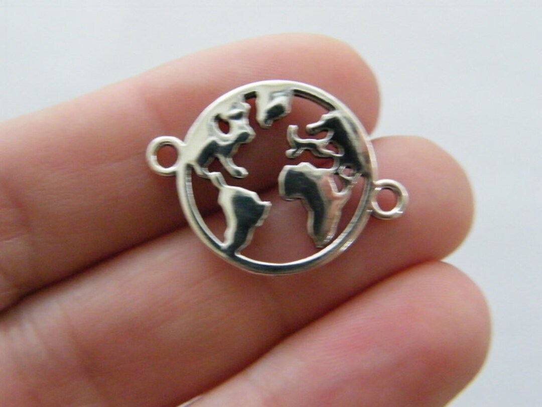 8 World Map Connector Charms Antique Silver Tone WT113 - Etsy