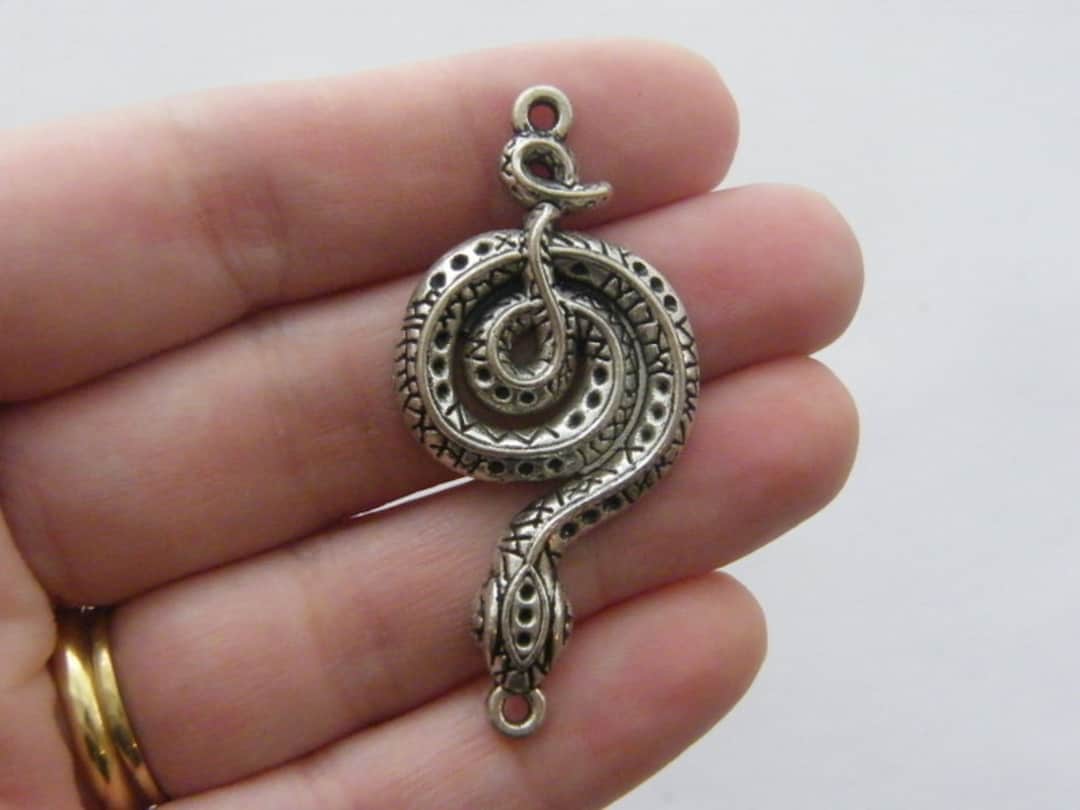 4 Snake Connector Charms Antique Silver Tone A1169 - Etsy