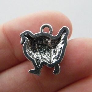 4 Turkey Charms Antique Silver Tone B153 - Etsy
