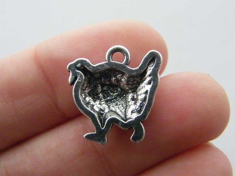 4 Turkey Charms Antique Silver Tone B153 - Etsy
