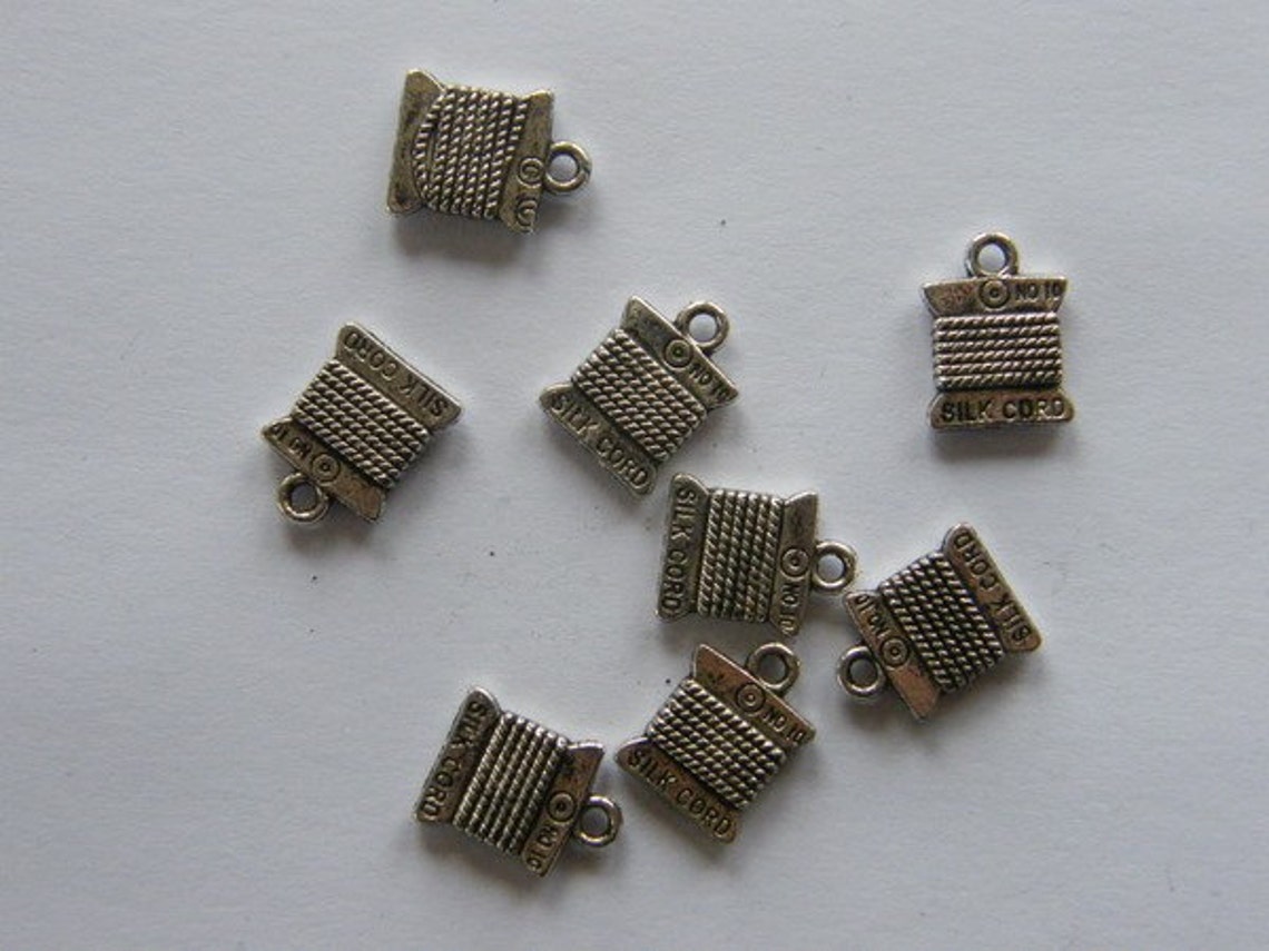 8 Spool Cotton Reel Thread Charms Antique Silver Tone P495 | Etsy