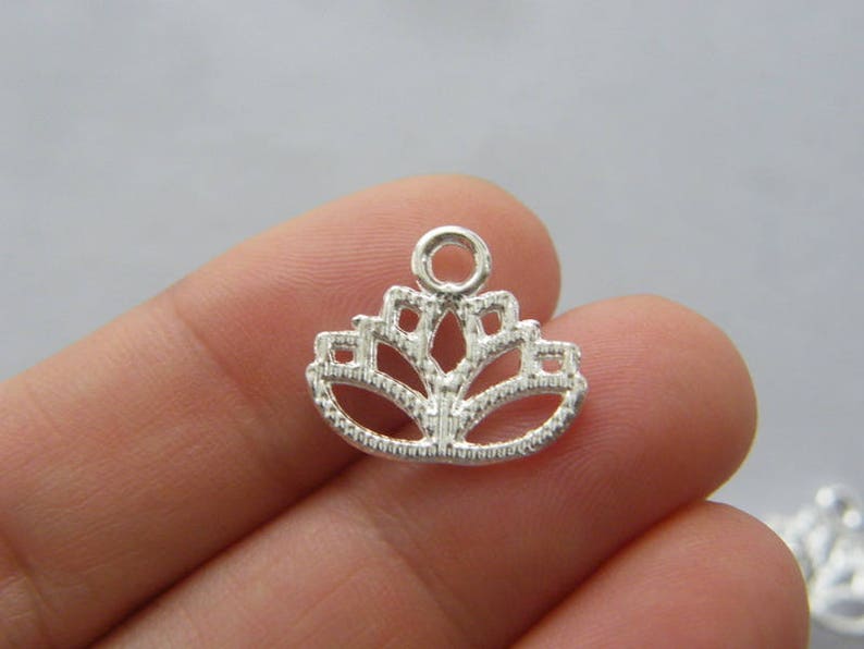 12 Lotus Flower Charms Silver Plated F204 - Etsy